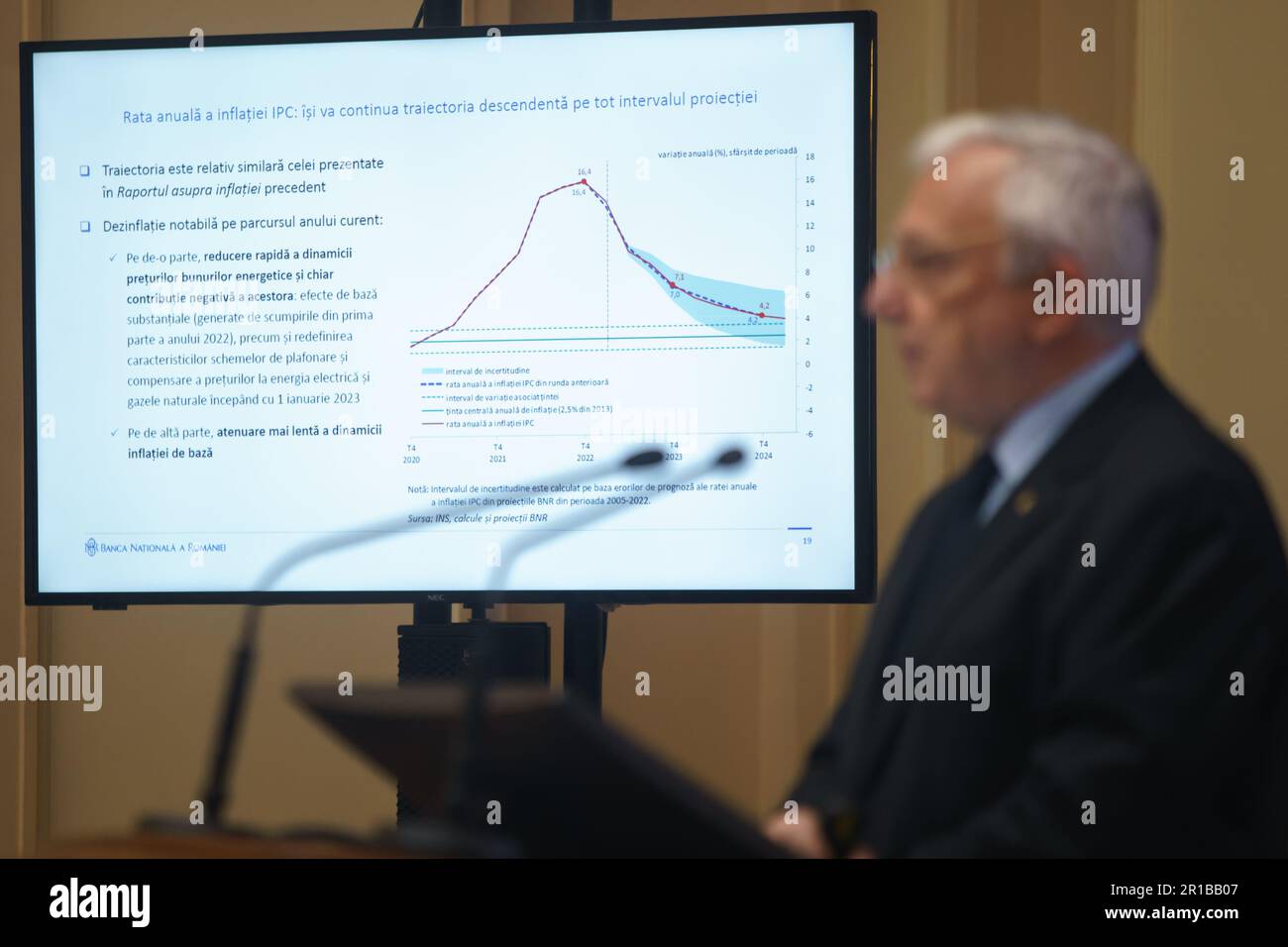 Bucharest, Romania. 12th May, 2023: The graph showing that the annual ...