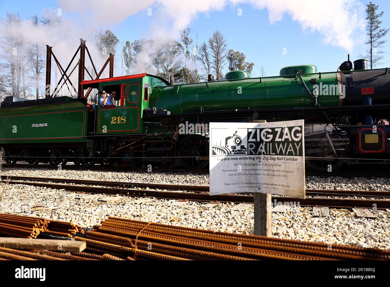 A Locomotive 218A is seen during the reopening of the historic Zig Zag Railway in Lithgow, NSW ...