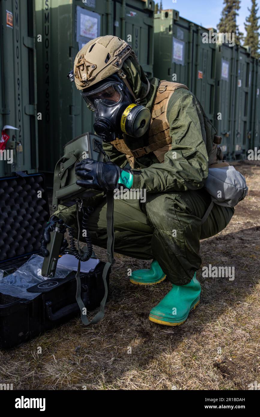 A U.S. Marine with Headquarters Company, Chemical Biological Incident ...