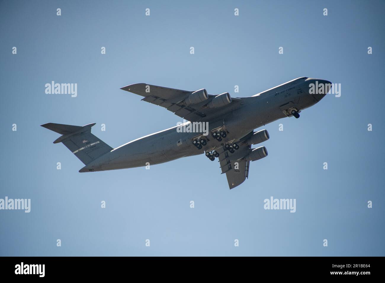 A U.S. Air Force C-5M Super Galaxy takes off during a maximum aircraft ...