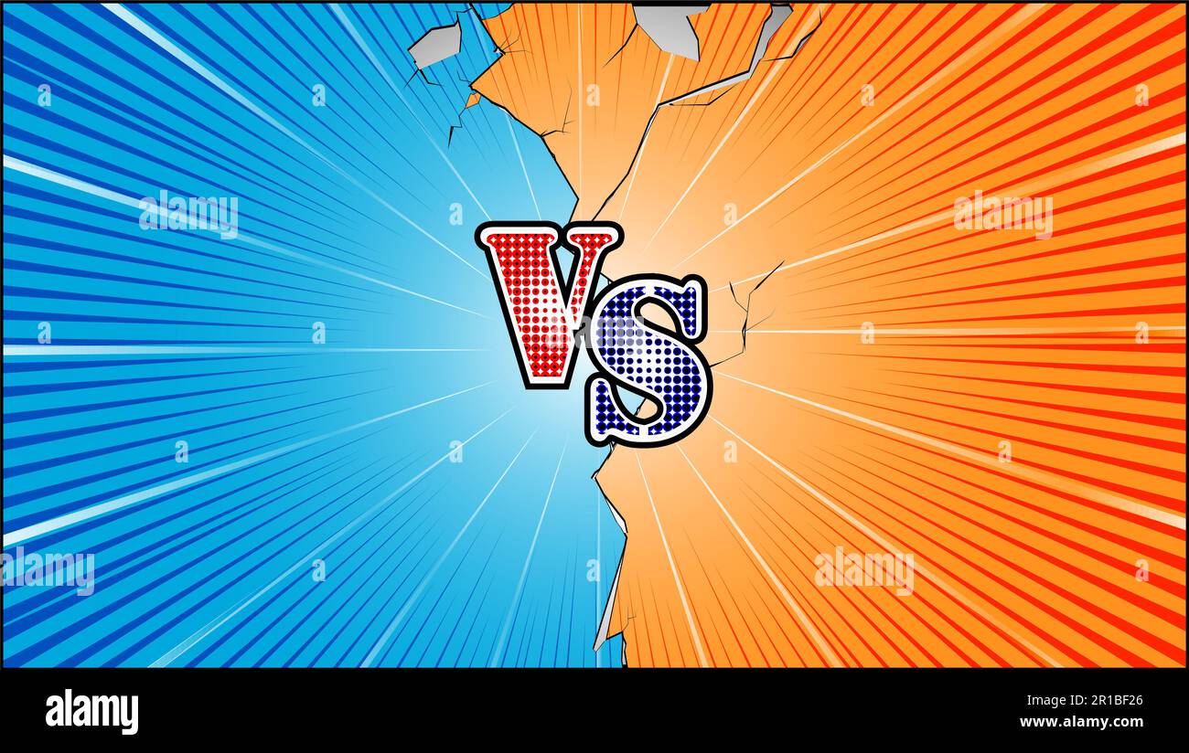 Versus art vector frame with cracked vector texture. cracked comic ...
