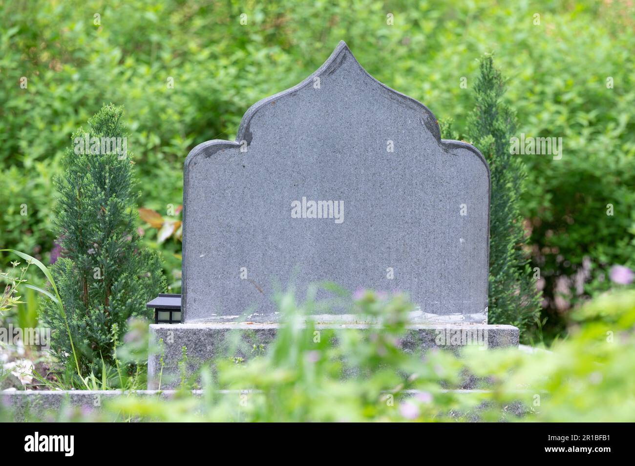 Dresden, Germany. 11th May, 2023. A gravestone on a Muslim burial ...