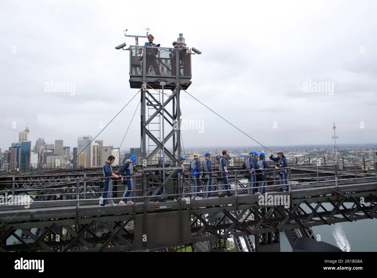 BridgeClimb participants on the 'sun deck' of Sydney Harbour Bridge on ...