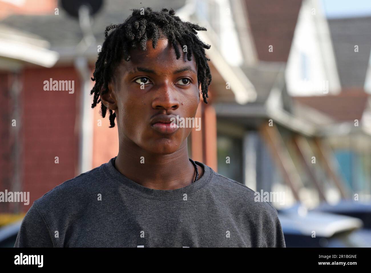 Jamari Shaw, 16, poses for a portrait in his East side neighborhood ...