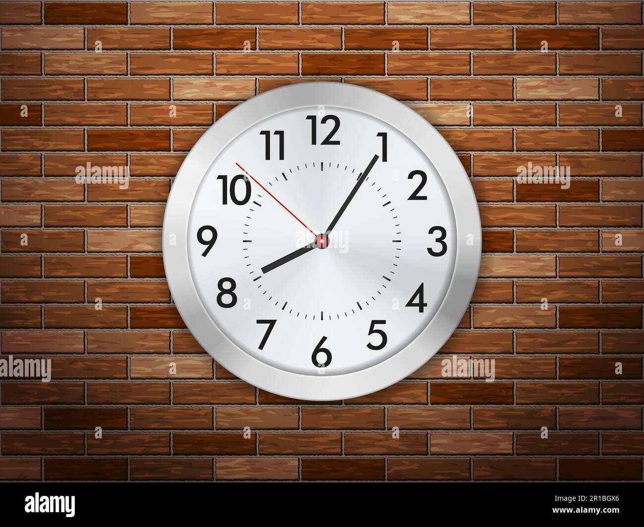 Clock on brick wall background. Vector illustration Stock Photo - Alamy
