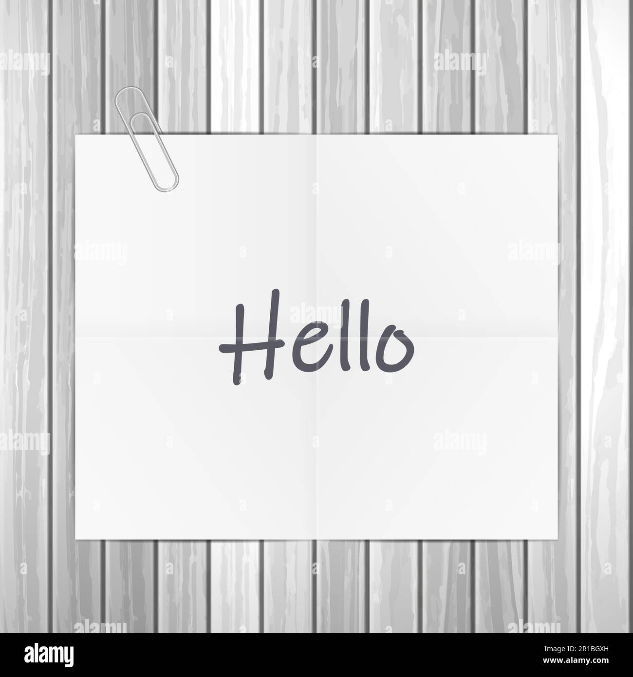 Notepad hello text on wooden background. Vector illustration Stock ...