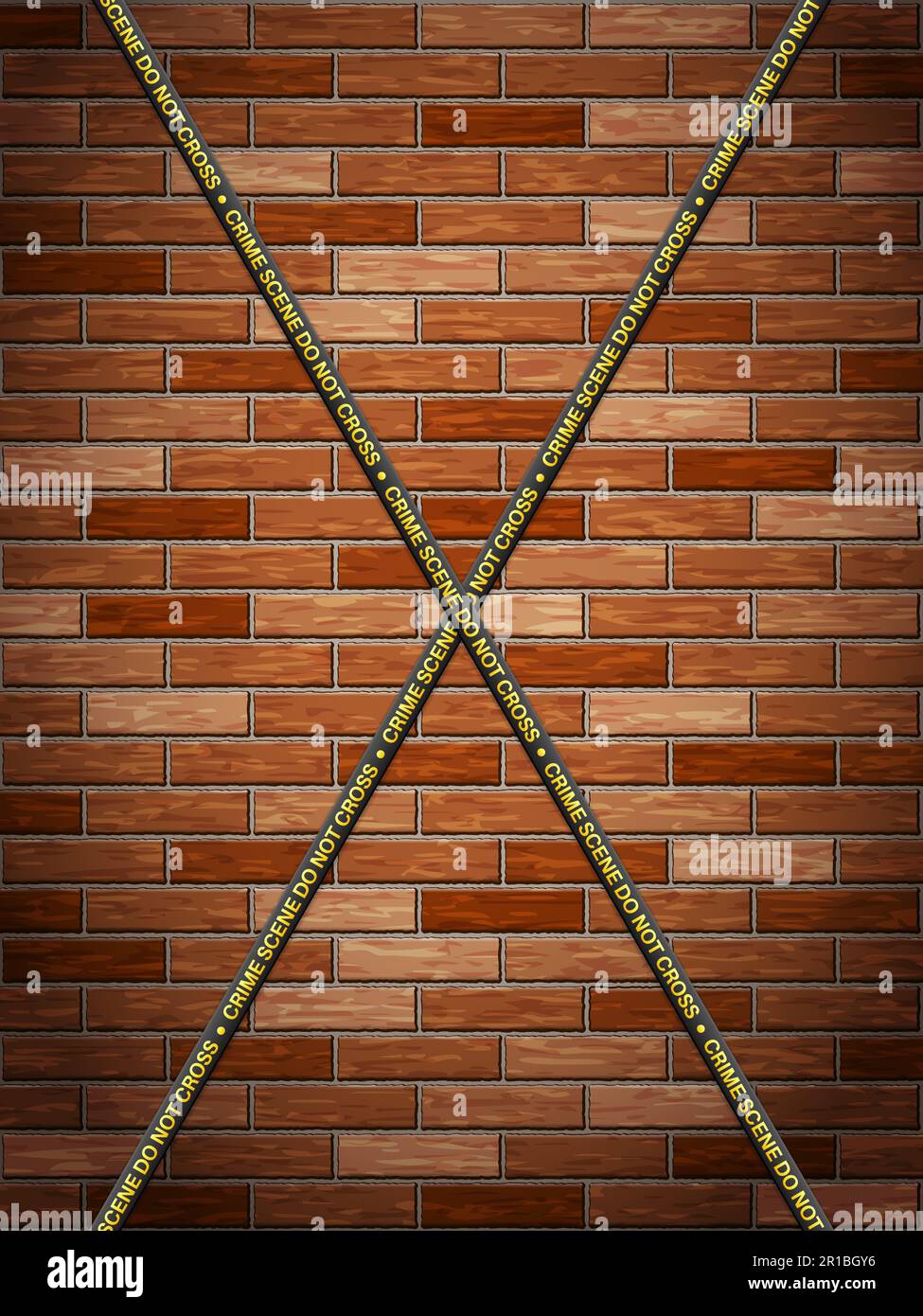 Crime scene tape on bricks background. Vector illustration Stock Photo ...