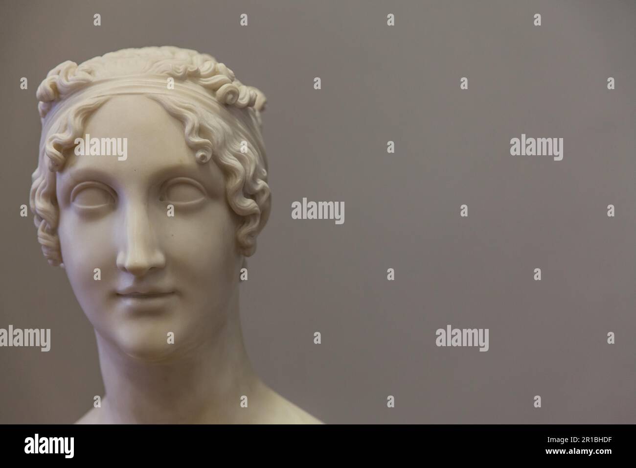 Classical feminine beauty rapresented on this marble old sculpture ...