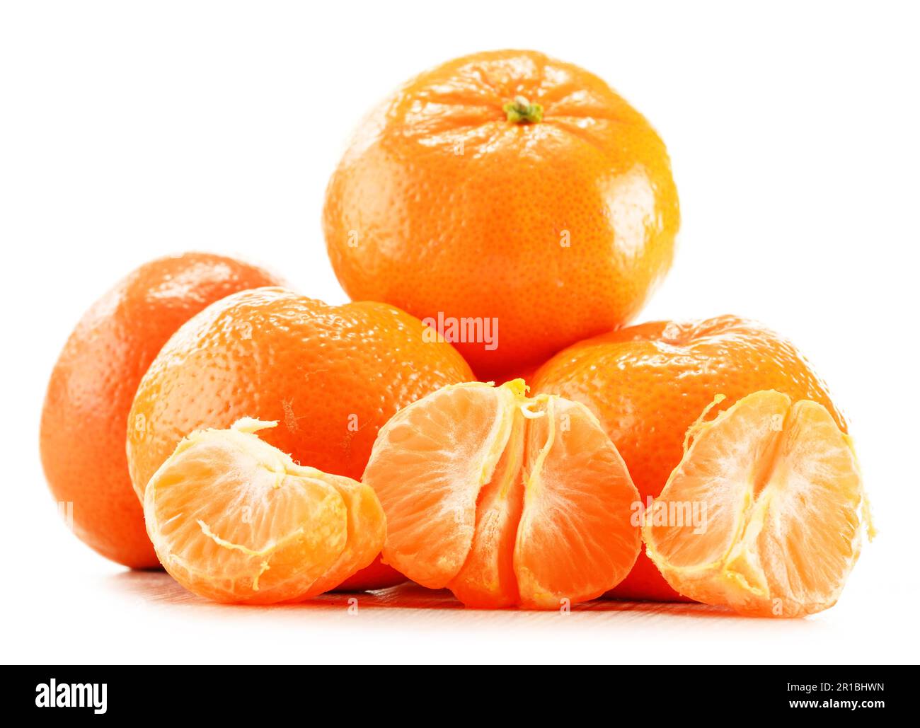 Composition with tangerines isolated on white background Stock Photo ...