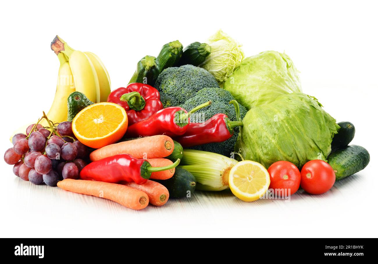 Organic vegetables isolated on white background Stock Photo - Alamy