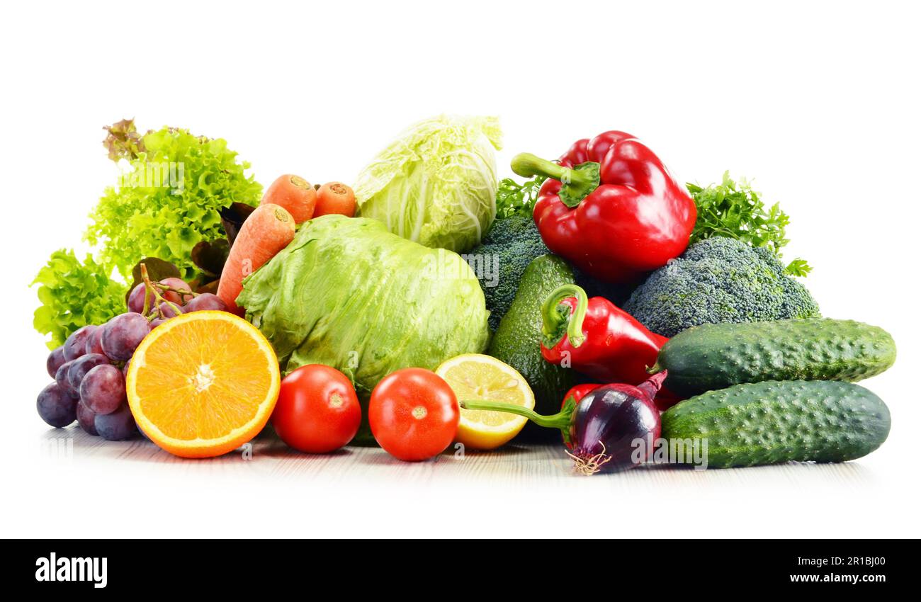 Organic vegetables isolated on white background Stock Photo - Alamy