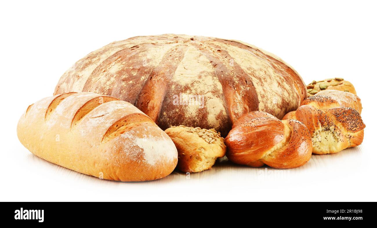 Composition with variety of baking products isolated on white Stock ...