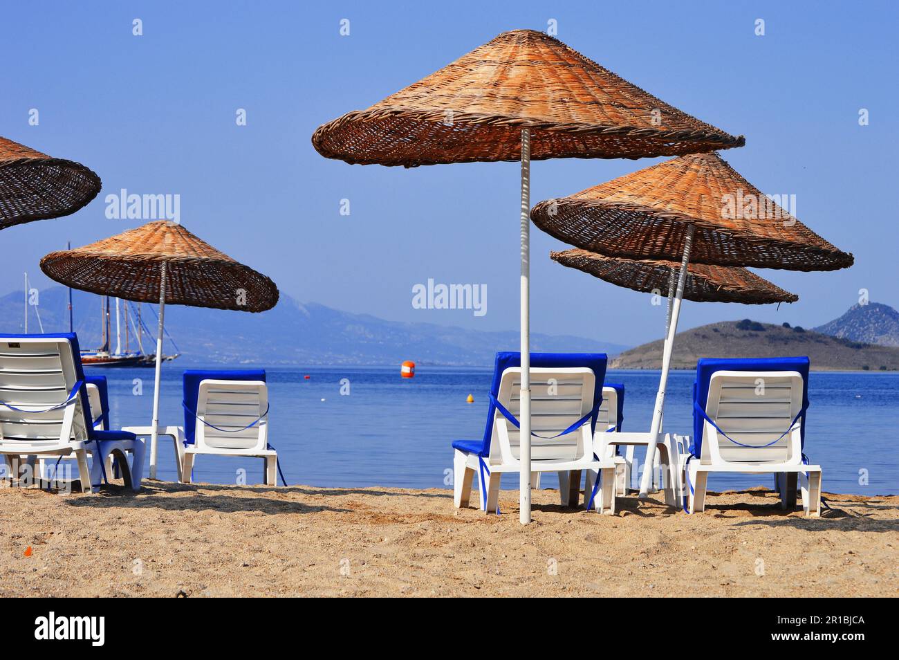 Mediterranean beach during hot summer day Stock Photo - Alamy