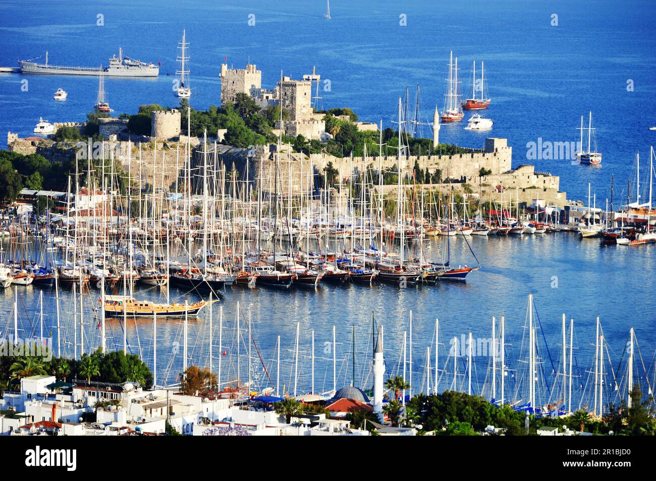 View of Bodrum harbor during hot summer day. Turkish Riviera Stock ...