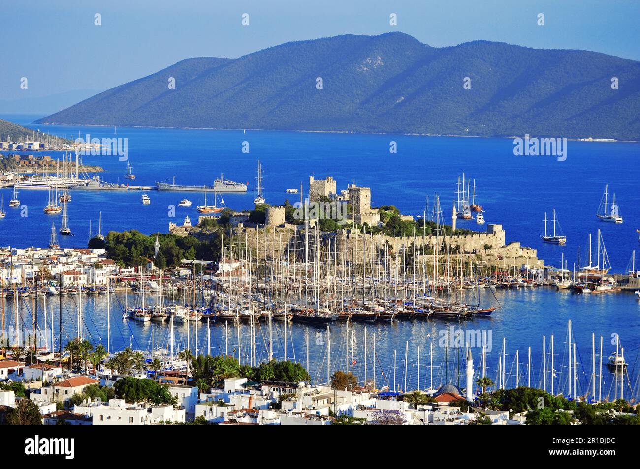 View of Bodrum harbor during hot summer day. Turkish Riviera Stock ...