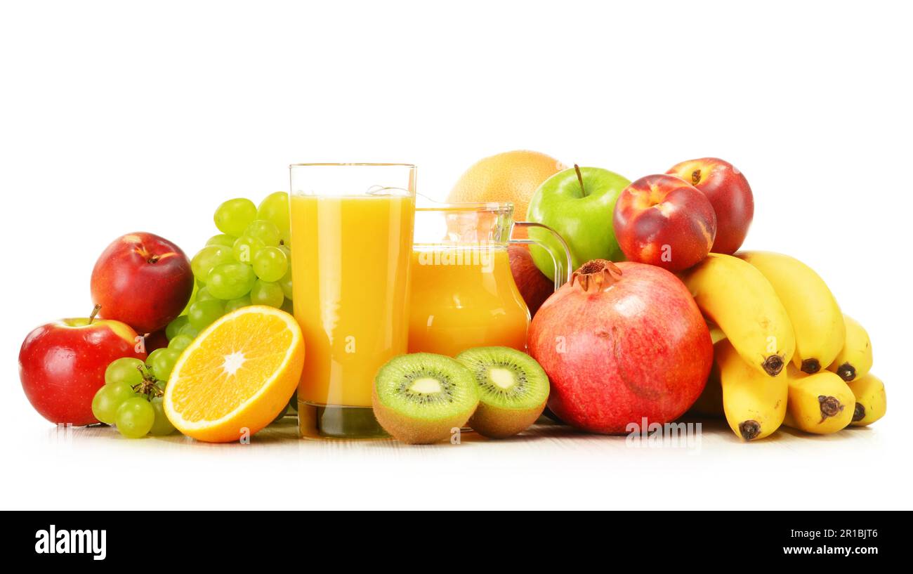 Composition with variety of fresh fruits. Balanced diet Stock Photo - Alamy