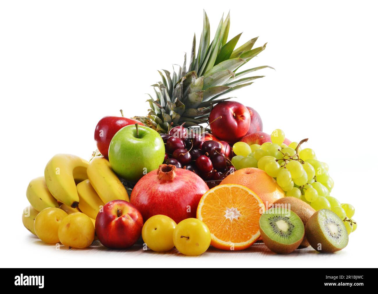 Composition with variety of fresh fruits. Balanced diet Stock Photo - Alamy