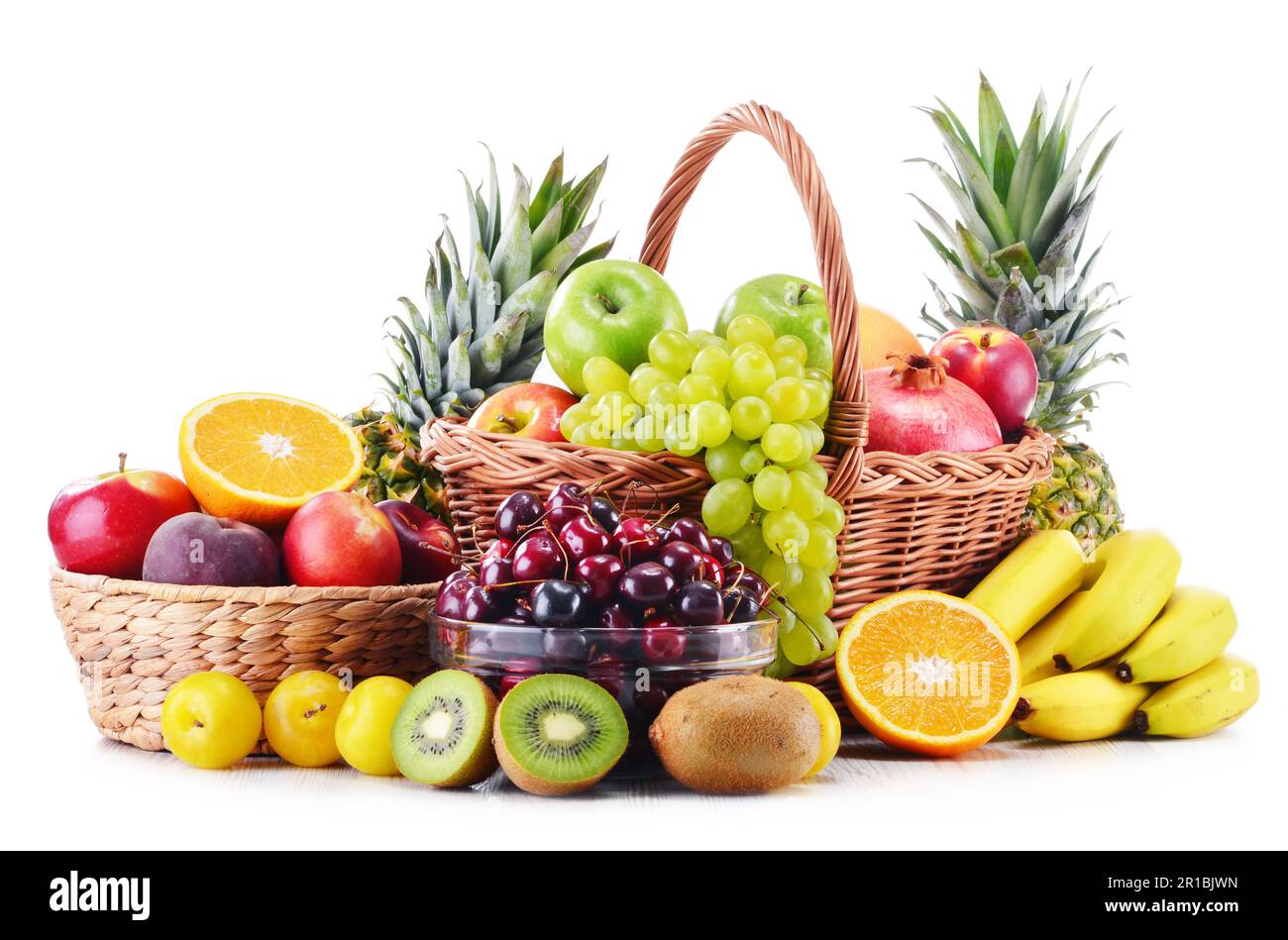 Composition with variety of fresh fruits. Balanced diet Stock Photo - Alamy