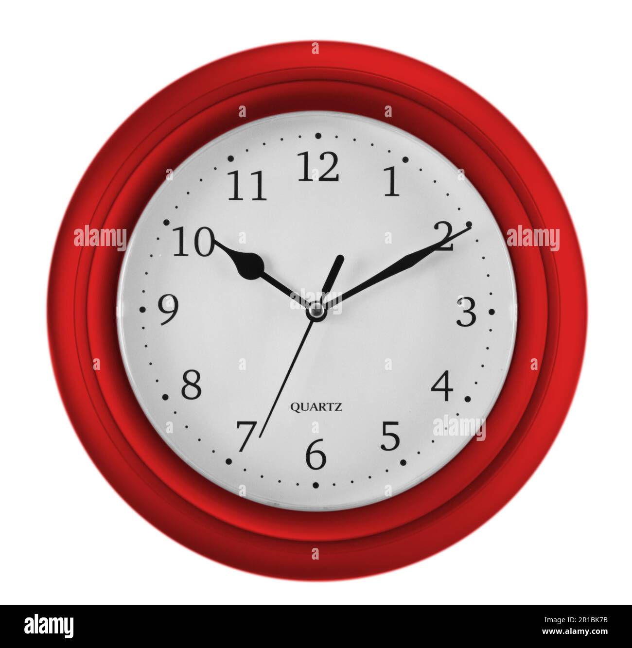 Wall clock isolated on white background. Ten past ten Stock Photo - Alamy