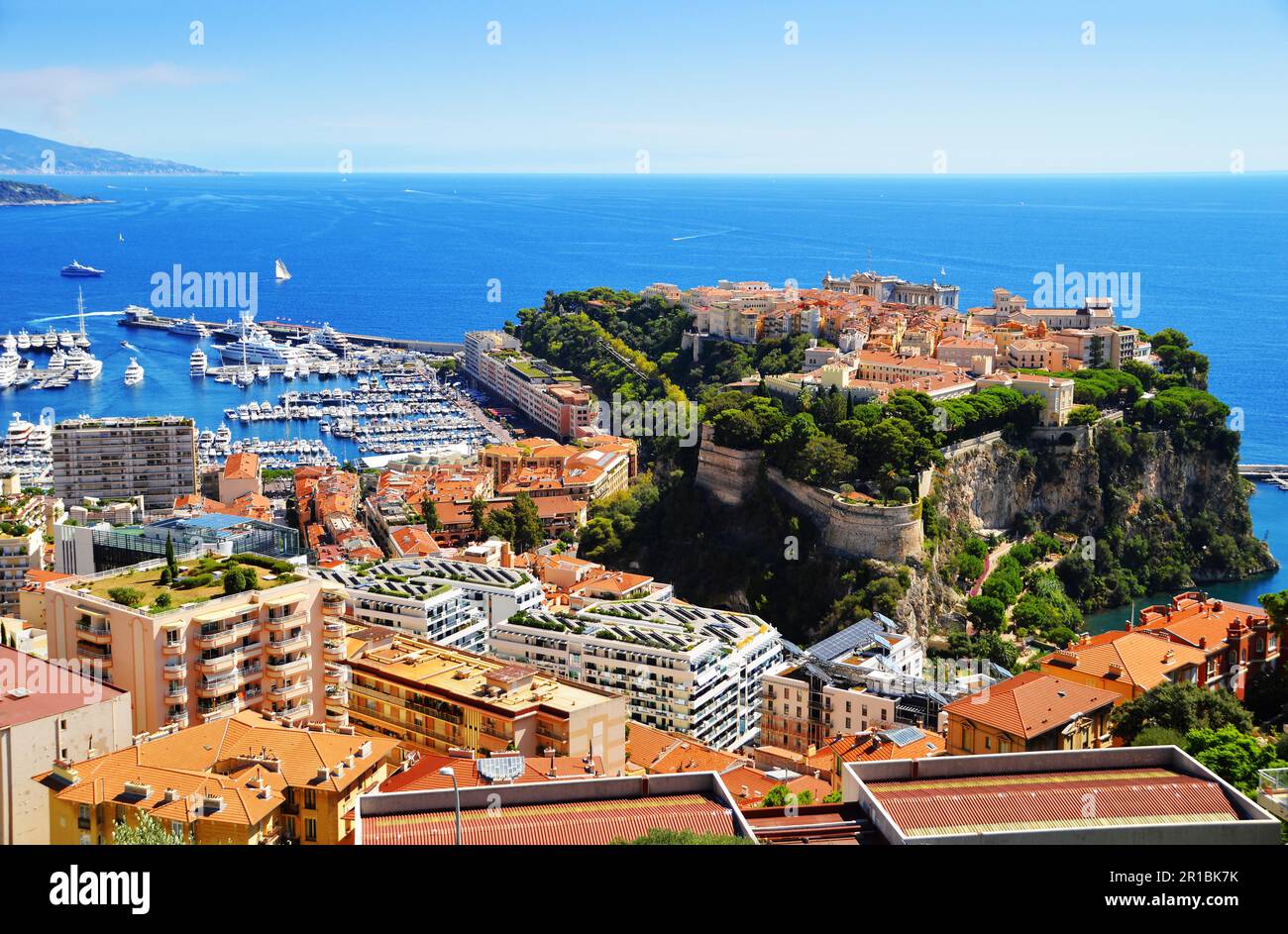 View of the harbor and Prince's Palace of Monaco on French Riviera ...