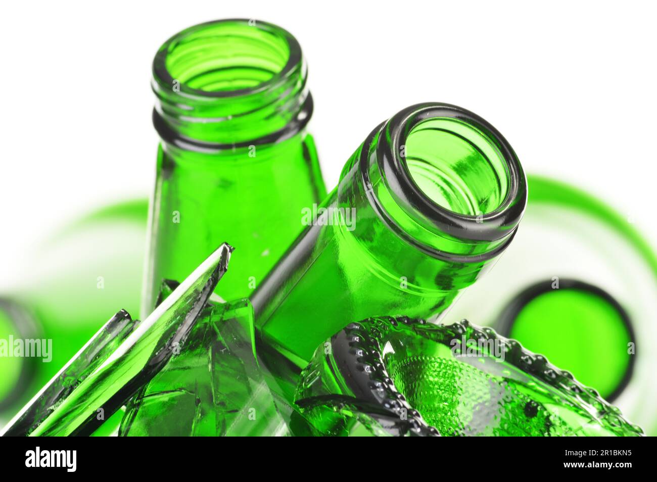 Pieces of broken glass over white background. Recycling Stock Photo - Alamy