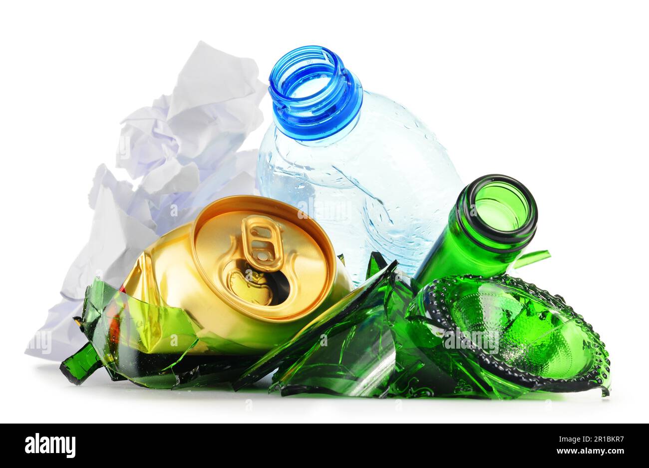 Composition with recyclable garbage consisting of glass, plastic, metal ...