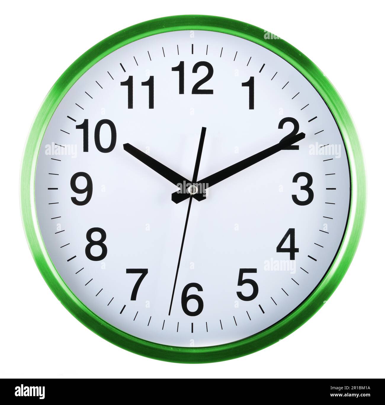 Wall clock isolated on white background. Ten past ten Stock Photo - Alamy