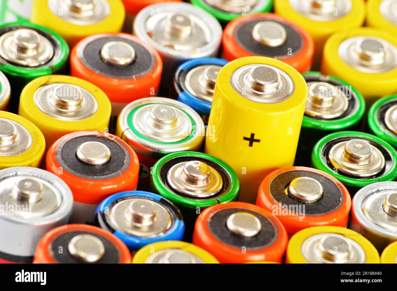 Composition with alkaline batteries. Chemical waste Stock Photo - Alamy