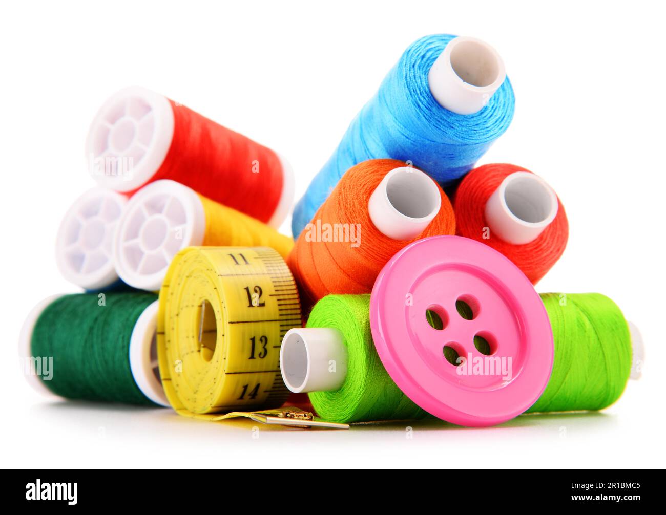 Composition with tailor threads isolated on white background Stock ...