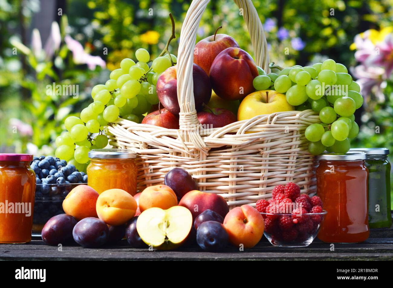 Fresh ripe organic fruits in the garden. Balanced diet Stock Photo - Alamy