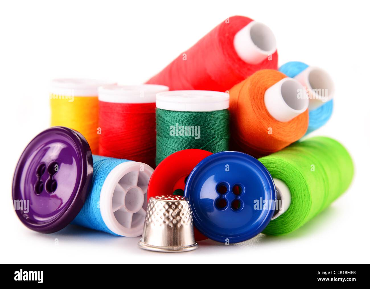 Composition with tailor threads isolated on white background Stock ...