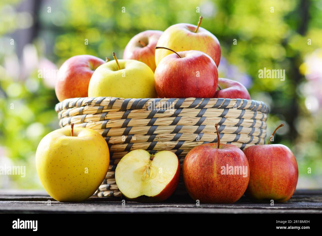 Organic apples in the garden. Balanced diet Stock Photo - Alamy