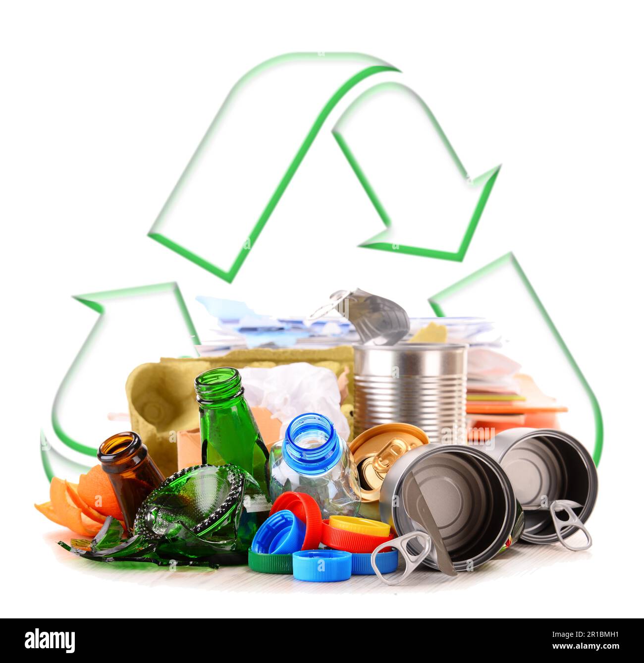 Composition with recyclable garbage consisting of glass, plastic, metal ...