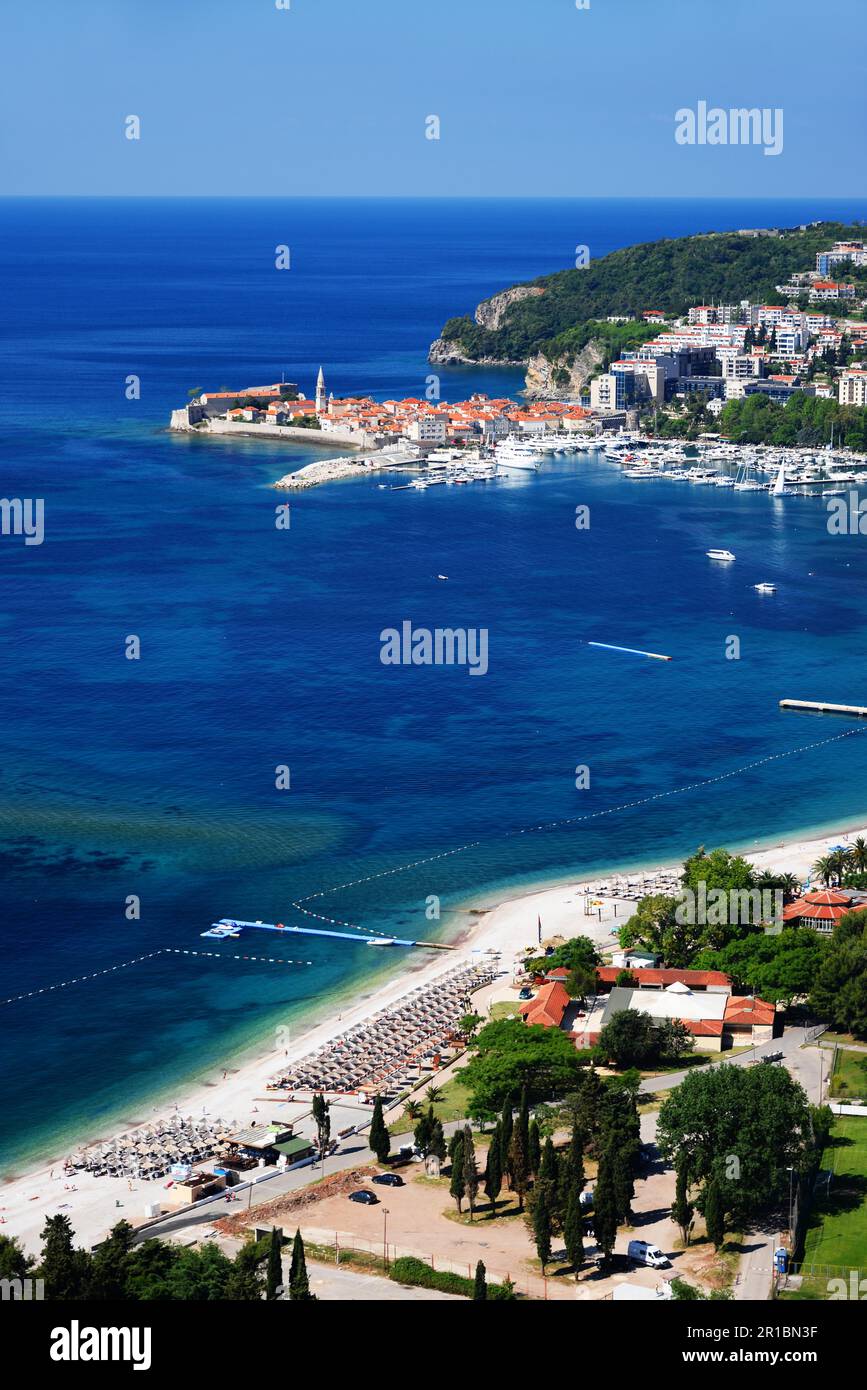Aerial view of Budva, Montenegro on Adriatic coast Stock Photo - Alamy