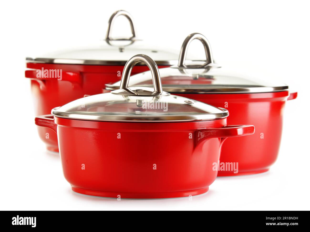 Steel pots isolated on white background Stock Photo - Alamy