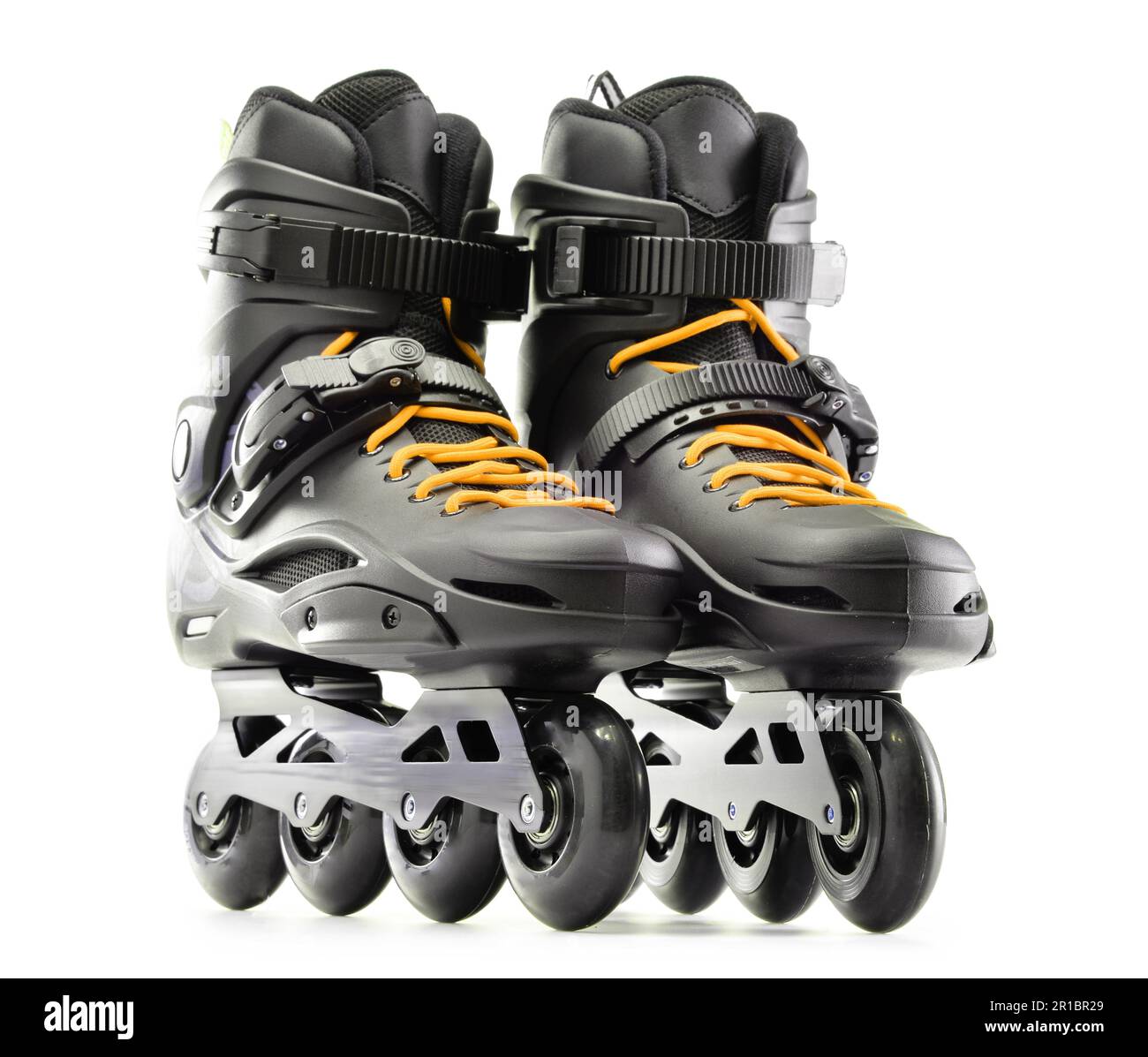 Pair of inline skates isolated on white background Stock Photo - Alamy
