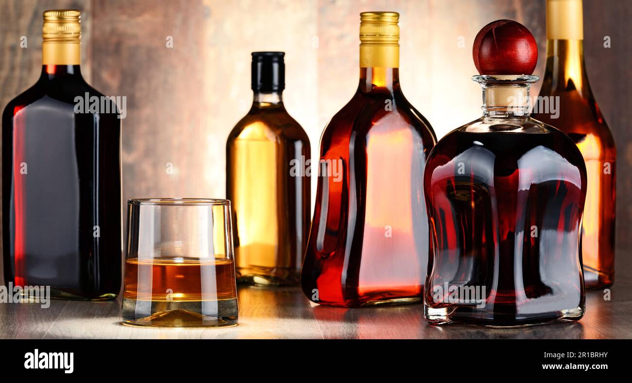 Glass bottles assorted alcoholic hi-res stock photography and images ...