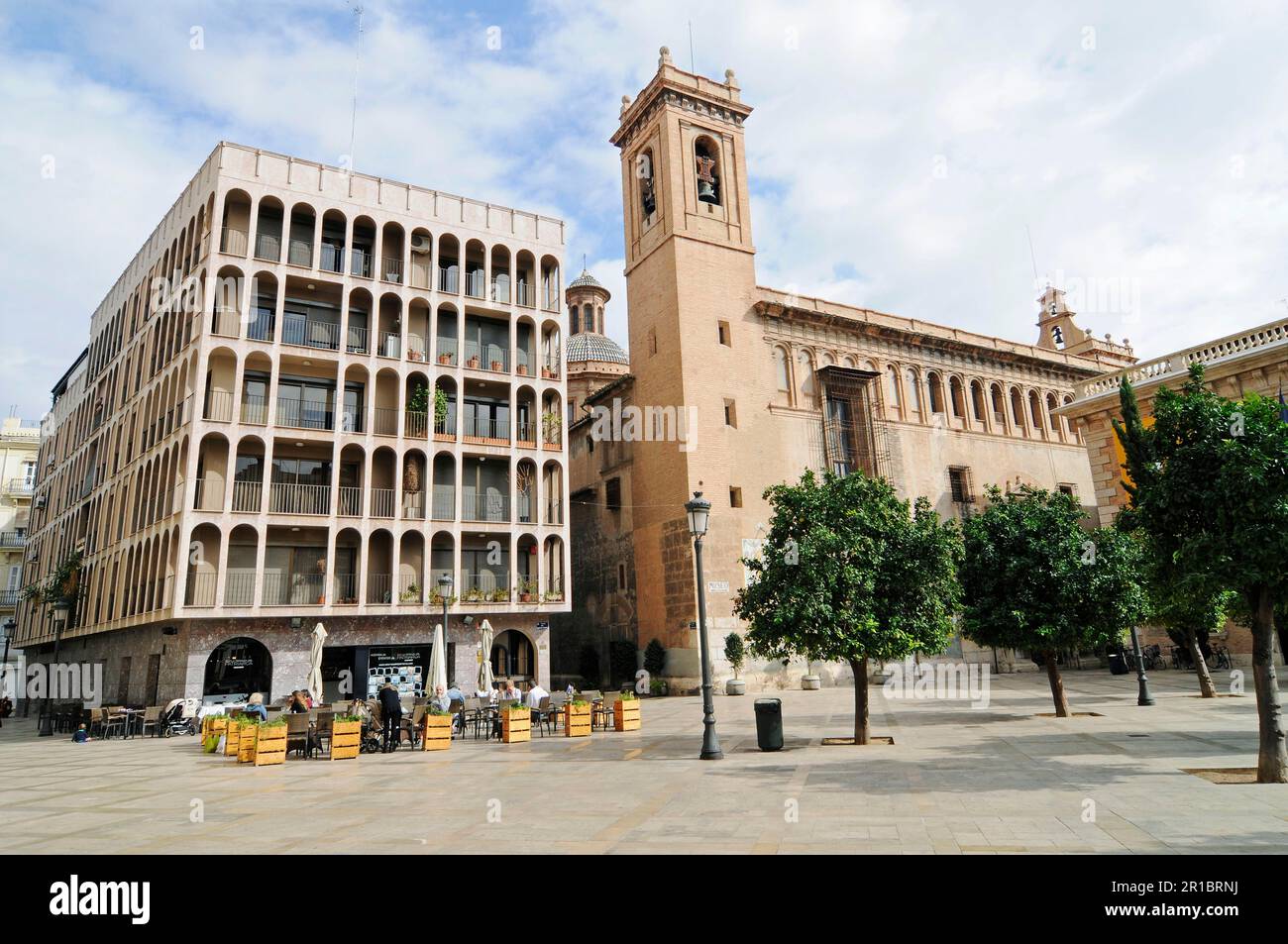 Residential building, street cafe, Museo del Patriarca, museum, Plaza ...