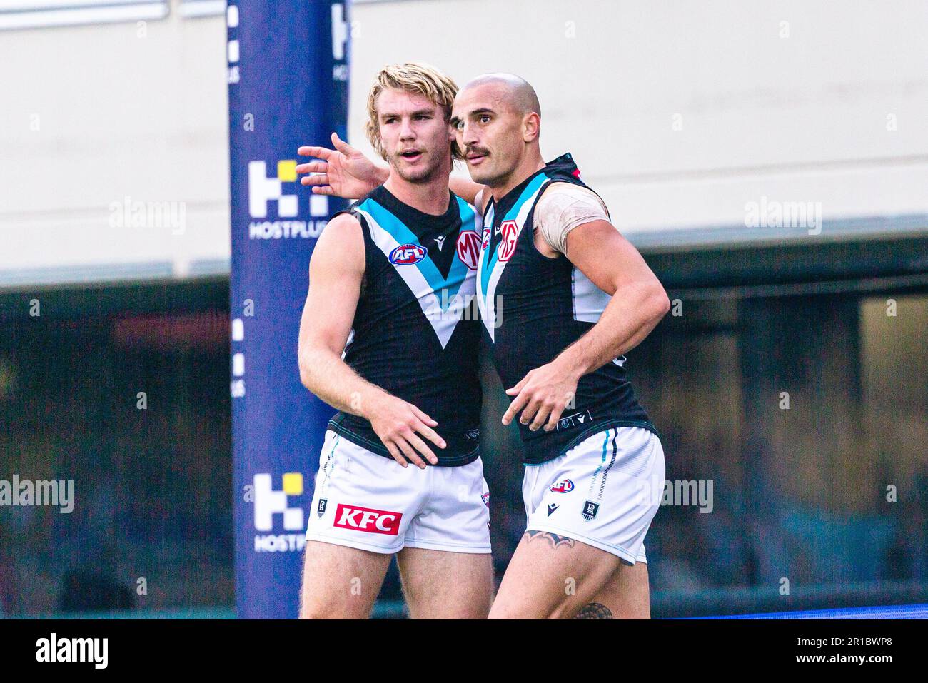 Port Adelaide Power celebrate a goal by Sam Powell-Pepper during the ...