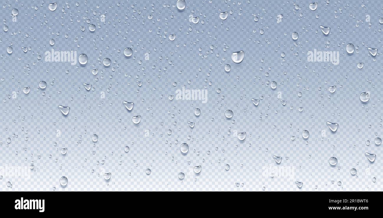 Water drops. Rain splash on transparent background, glass with wet ...