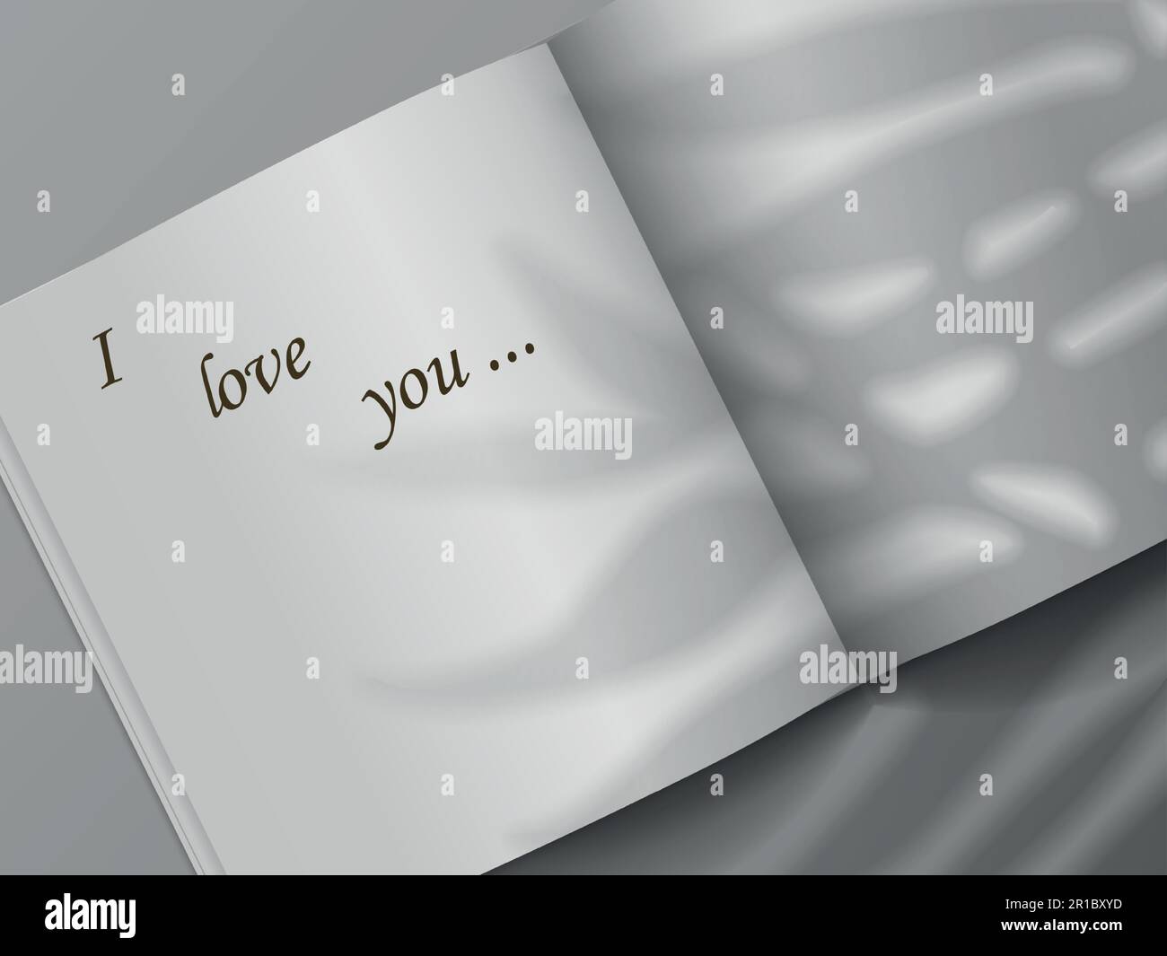 Open book. Realistic brochure mockup with plant shadow overlay effect ...