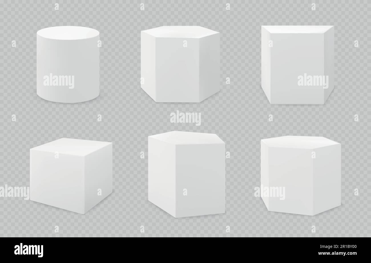 White podium, 3d geometric shapes, pedestal or stand collection. Cube ...