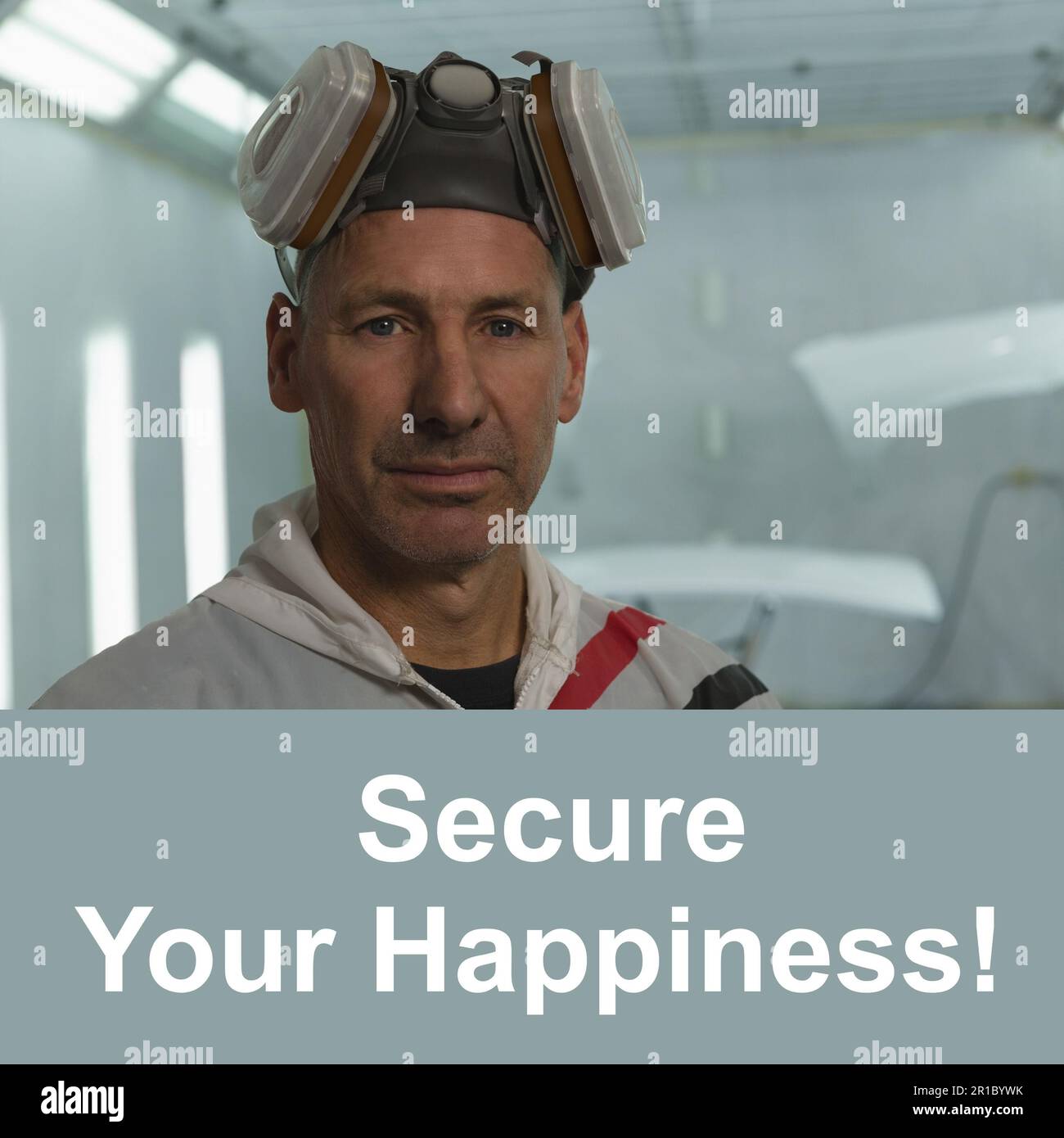 Composition of health and safety text over caucasian man with safety ...