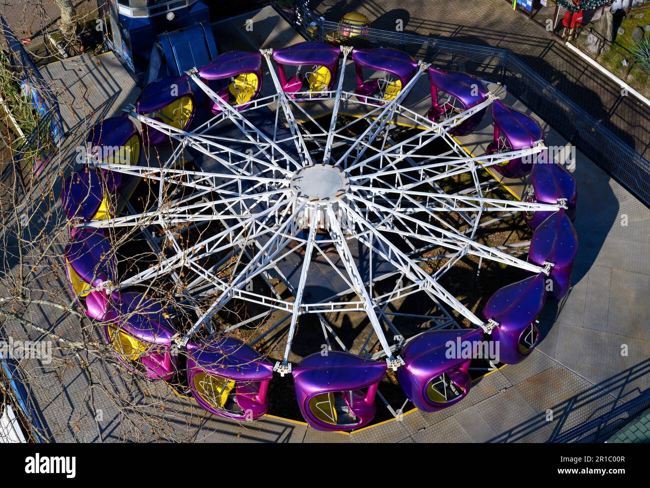 Top view of the children's carousel in the amusement park Stock Photo ...