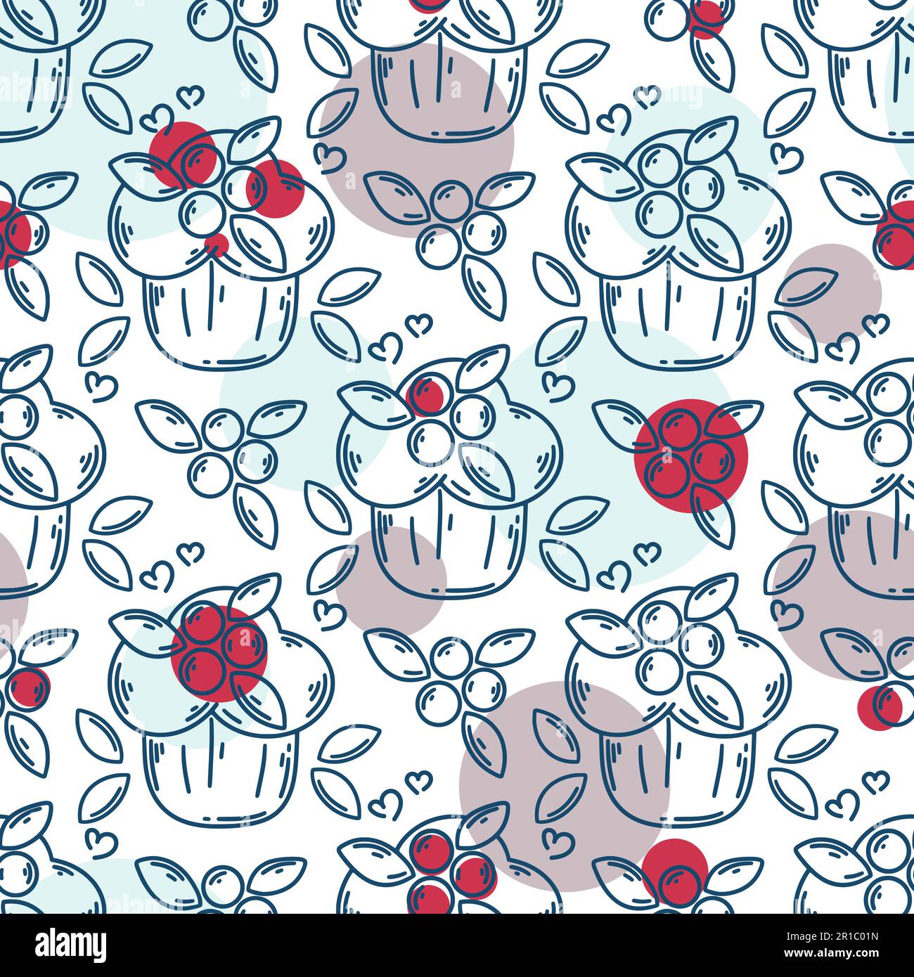 Doodle cakes with wild berries seamless pattern Stock Vector Image & Art - Alamy