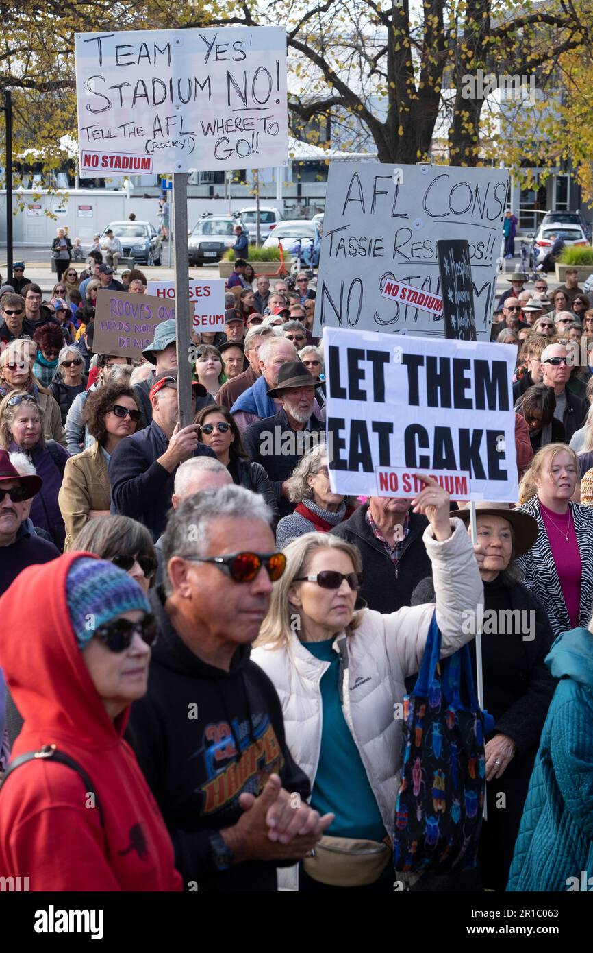 Part of the crowd at the No Stadium Rally on Parliament Lawns in Hobart ...