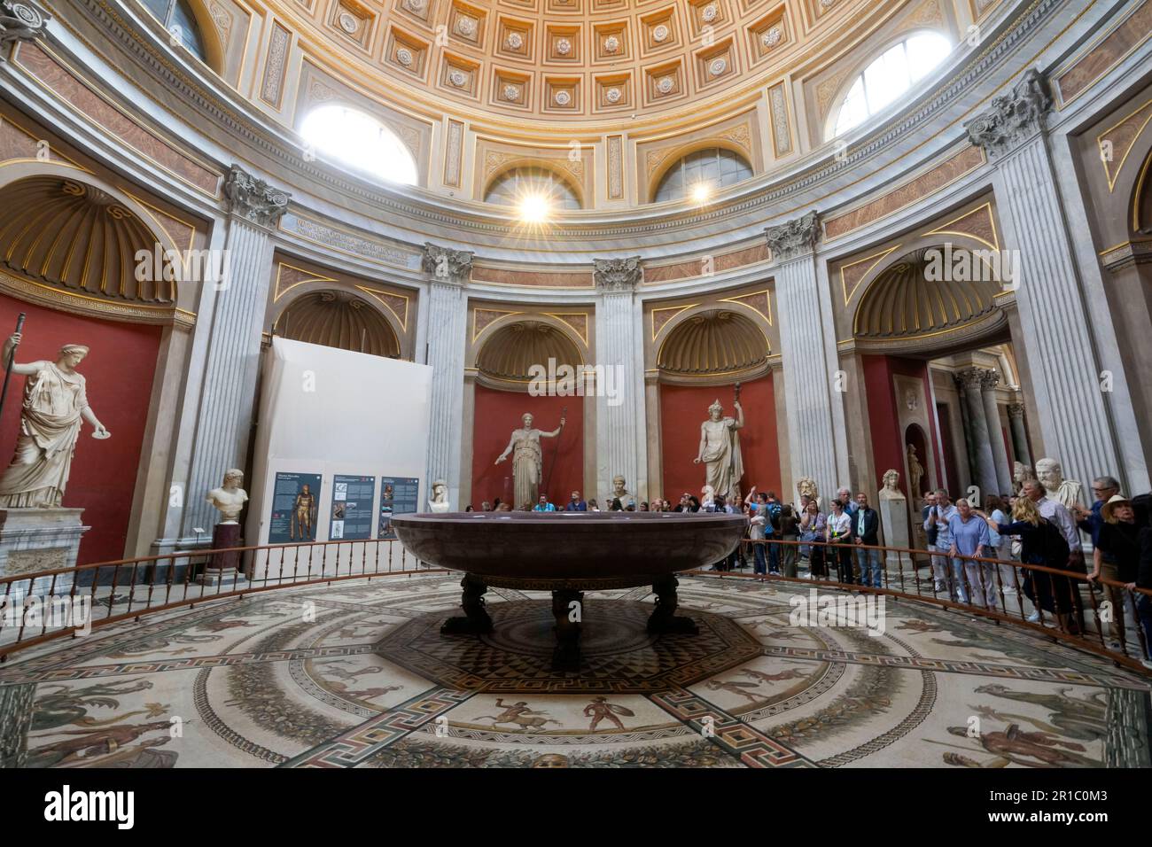 A view of the the Round Hall of the Vatican Museums, where restorers ...