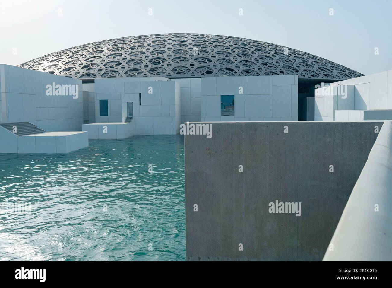 The architecture of the Louvre Abu Dhabi, an art museum located on ...