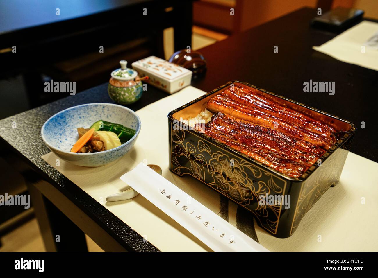 Unaju(delicious broiled eel served over rice in a lacquered box Stock ...