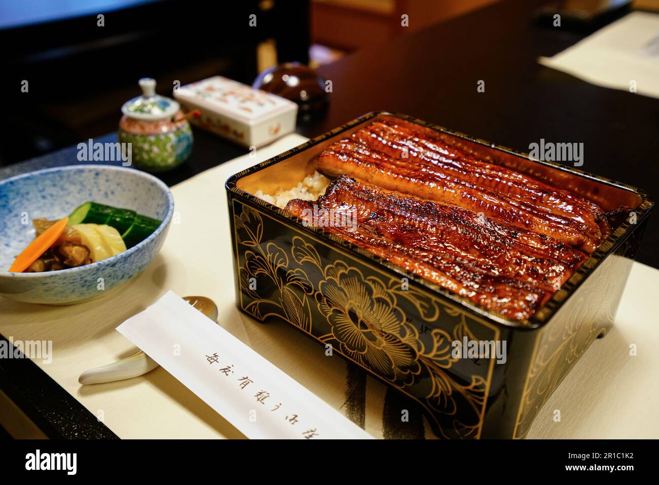 Unaju(delicious broiled eel served over rice in a lacquered box Stock ...